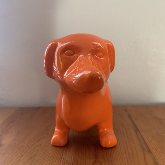 Art | Rare Htf Orange Weiner Dog Dachshund Collectible Ceramic Hotdog ...